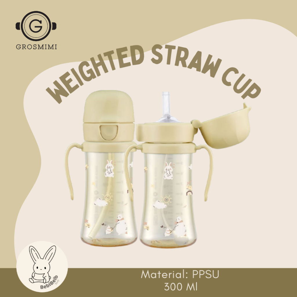 Jual Grosmimi PPSU Weighted Straw Cup with One Touch Cap 300ml | Shopee Indonesia