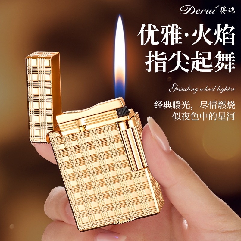Jual Korek Api Dupont Api Gas Brushed Derui Lighter DR-258 TERBARU ...