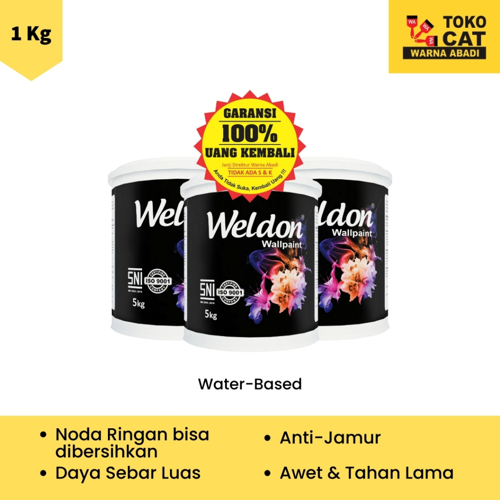 Jual CAT TEMBOK WELDON INTERIOR KEMASAN 1KG | Shopee Indonesia