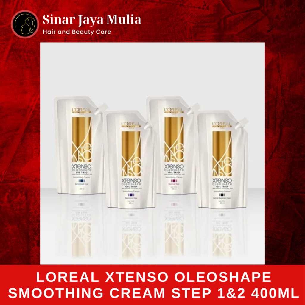Jual Loreal Xtenso Oleoshape Oil Trio Smoothing Cream Step 1 & 2 400ml ...