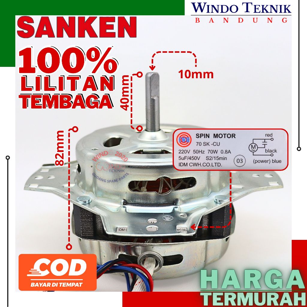 Jual DINAMO SPIN SANKEN LILITAN TEMBAGA | MOTOR DINAMO PENGERING MESIN CUCI 2 TABUNG SANKENG ...