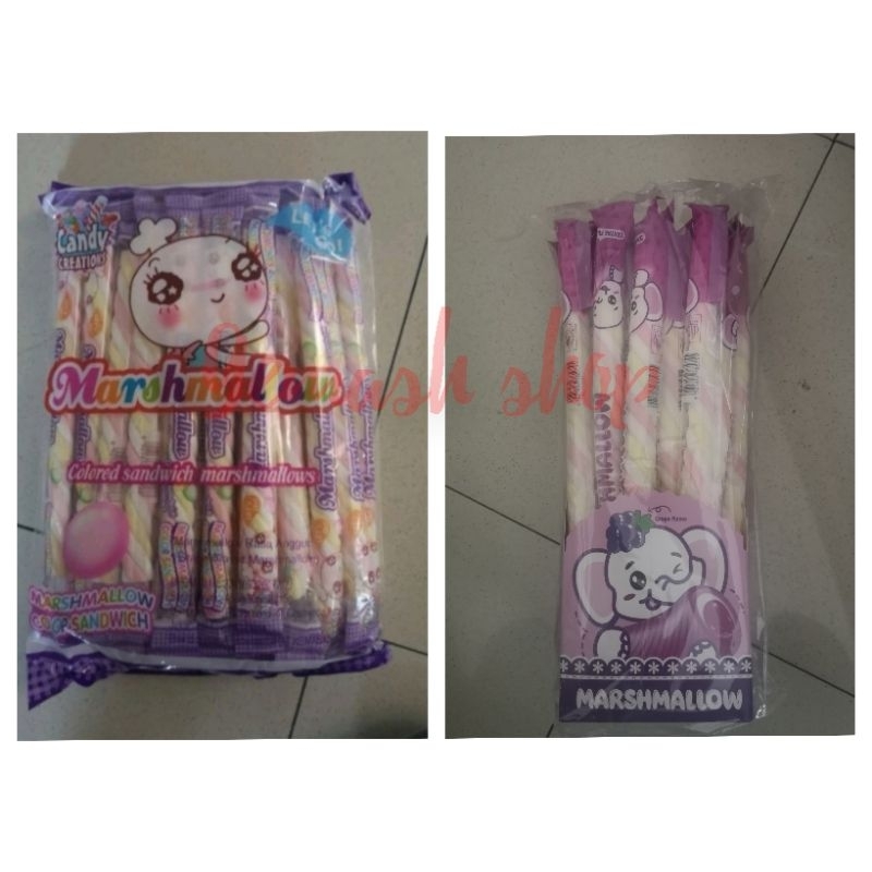 Jual marshmallow panjang/kepang rasa anggur isi 30pc permen viral ...