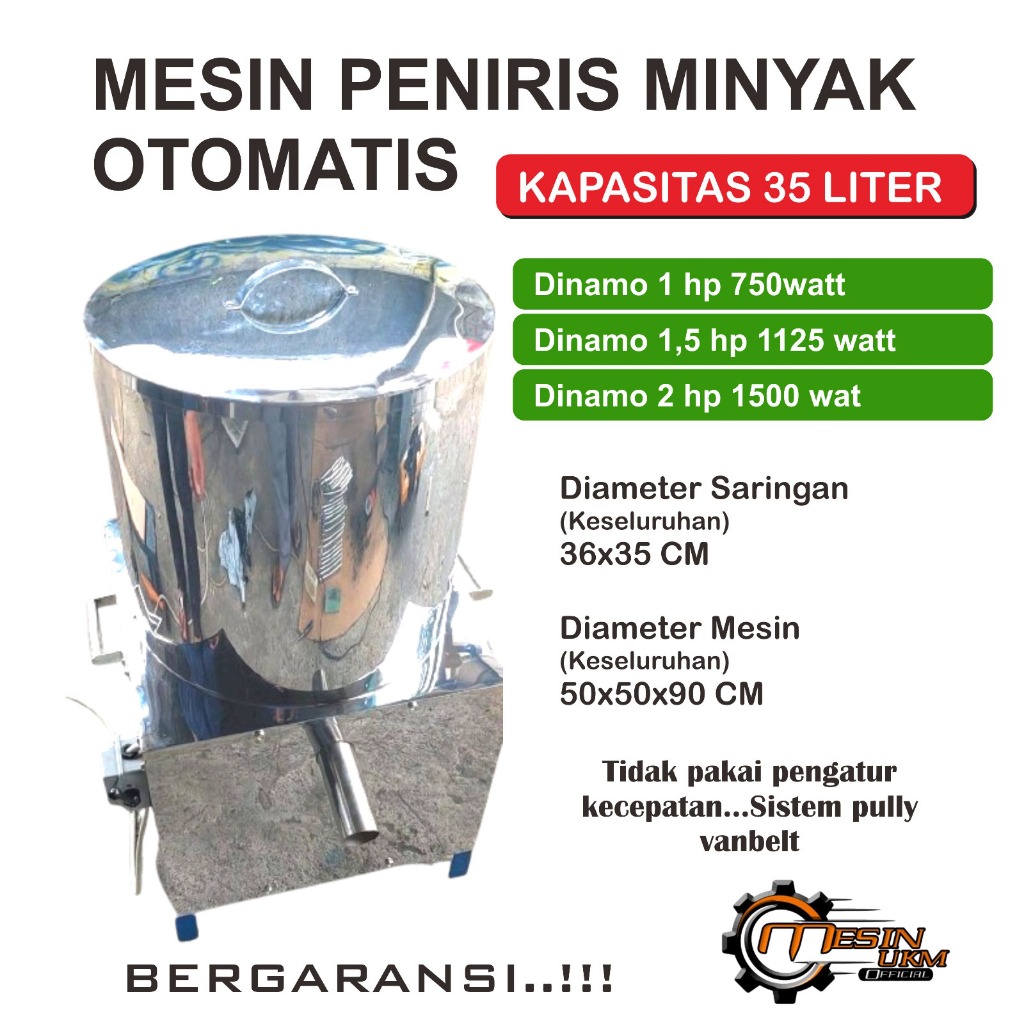 Jual MESIN PENIRIS MINYAK / SPINER PENGERING MAKANAN KAPASITAS 35 LITER ...
