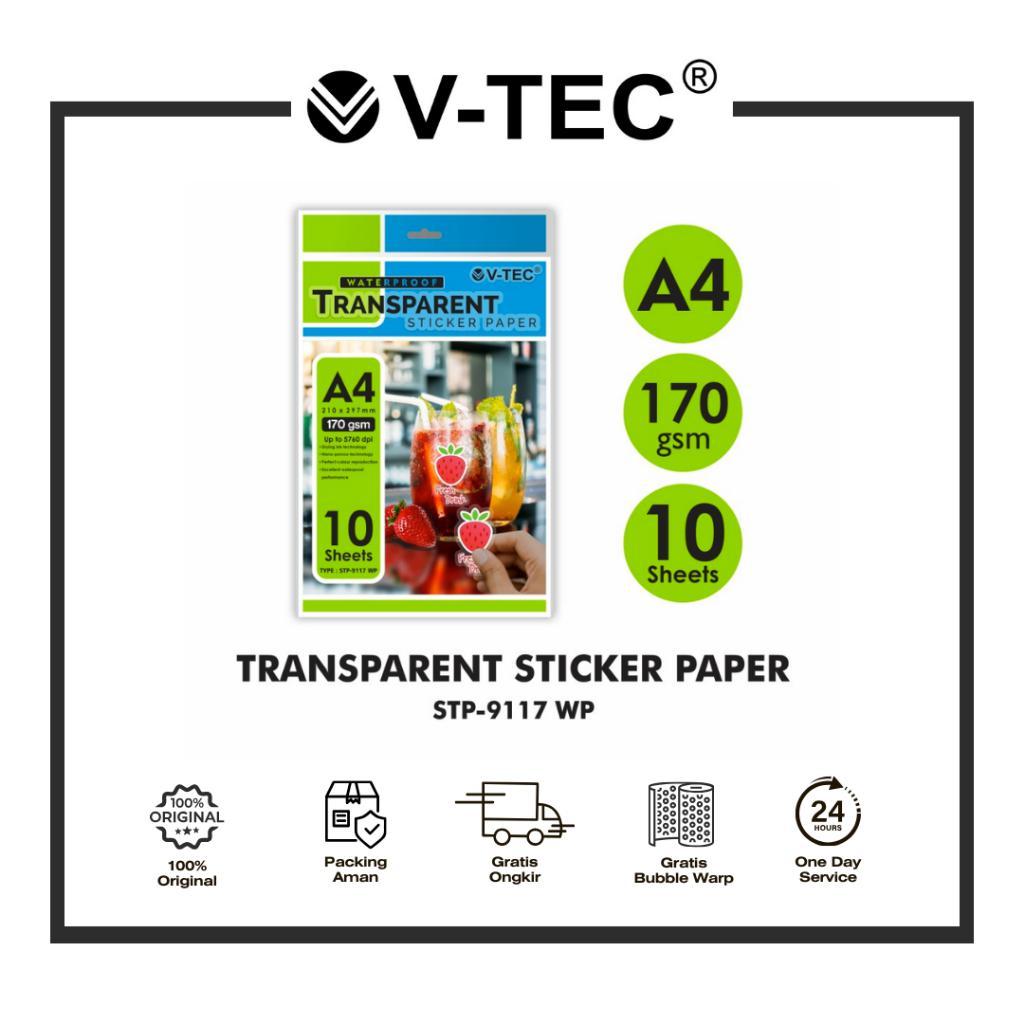 Jual KERTAS FOTO STICKER TRANSPARAN V-TEC STICKER TRANSPARANT STP-9117 WP A4 170 GRAM ISI 10 ...