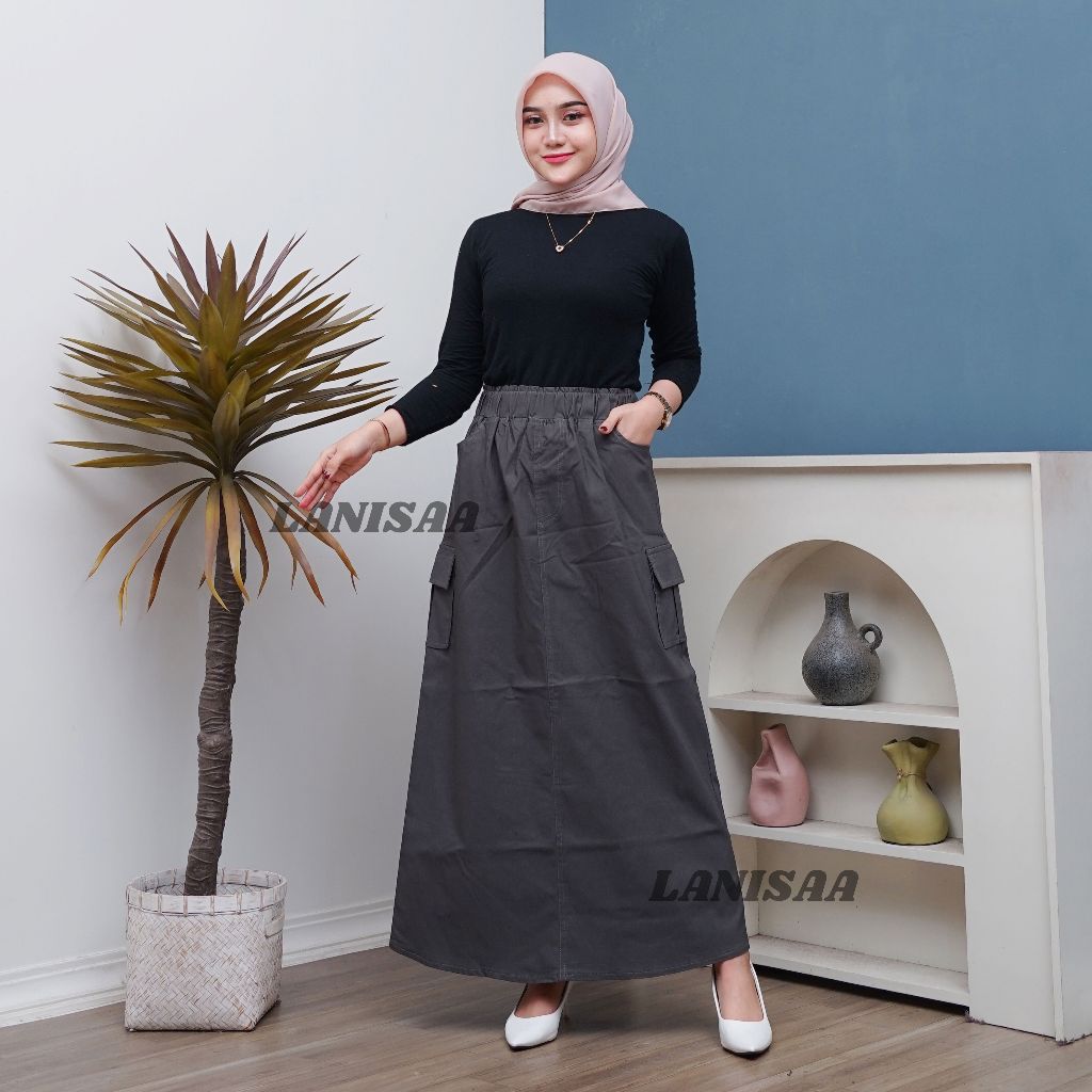 Jual Rok Wanita Basic Cargo | Rok A-Line Cargo Wanita Panjang | Shopee ...
