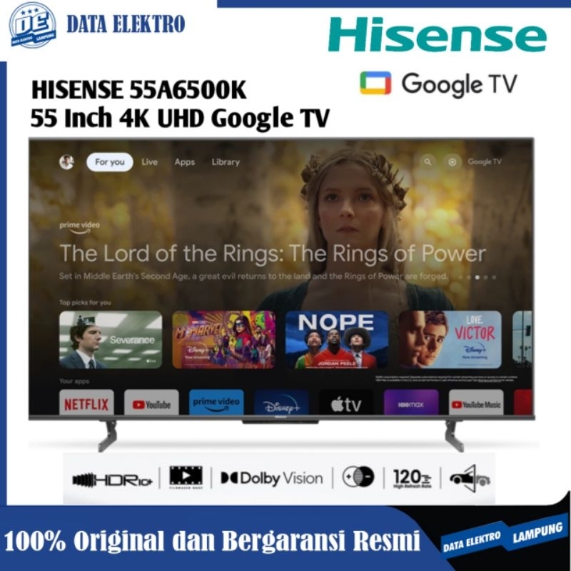 Jual TV HISENSE 55A6500K 55 Inch 4K UHD Google TV - Digital TV - HDR10 ...