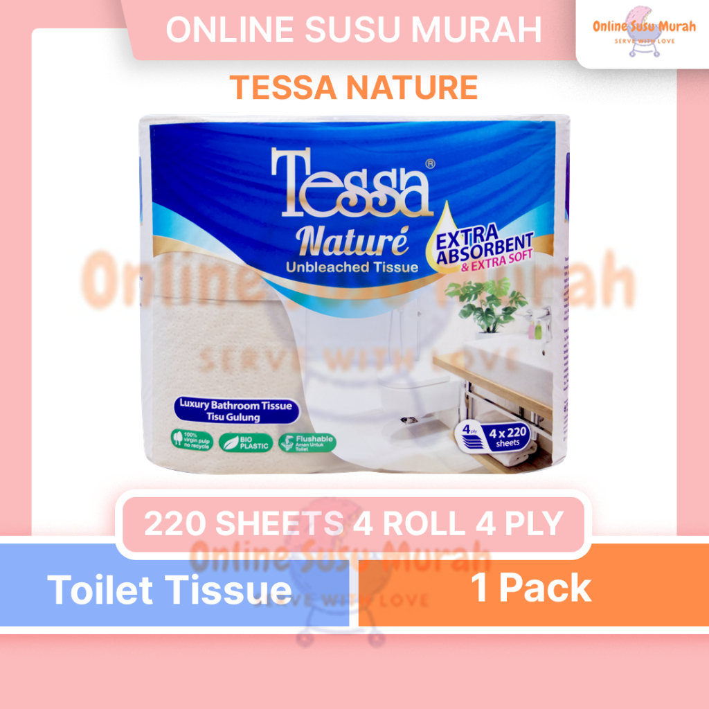 Jual TESSA NATURE TOILET TISSUE 220 SHEETS 4 ROLL 4 PLY | Shopee Indonesia