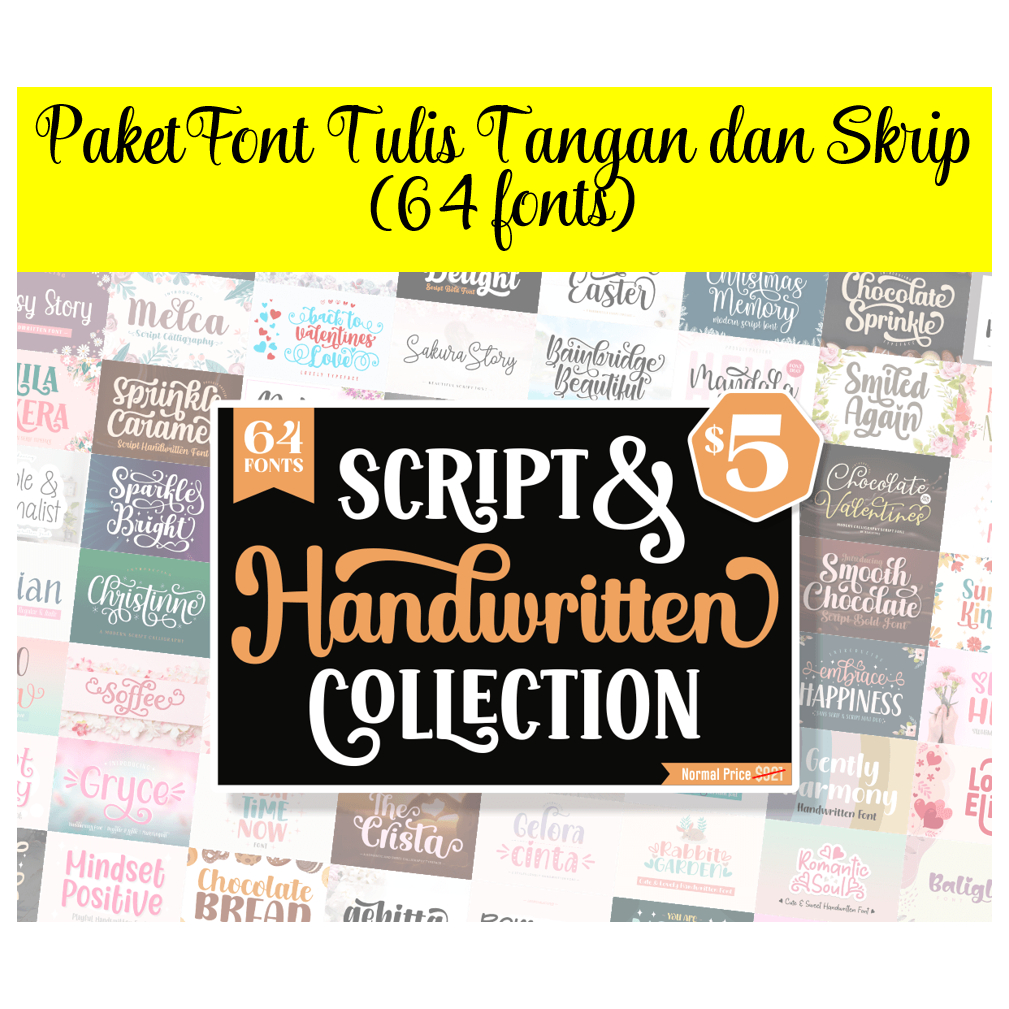 Jual Paket Font Tulis Tangan dan Skrip (64 fonts) | Shopee Indonesia