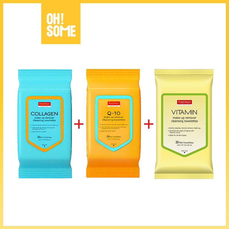 Jual [PACKAGE]OHSOME—Purederm make-up remover cleansing towelettes ...