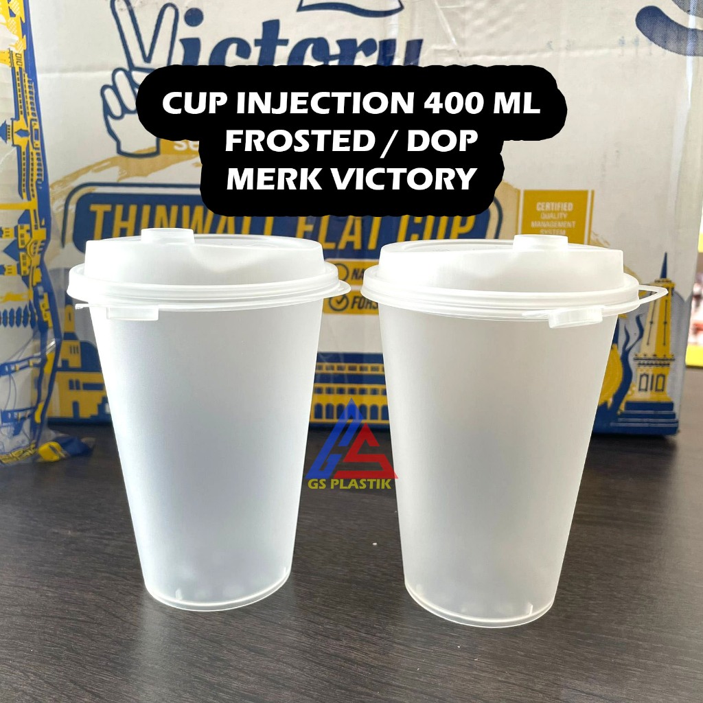 Jual CUP INJECTION 400 ML (25 PCS) FROSTED DOP + TUTUP NYA | Shopee ...