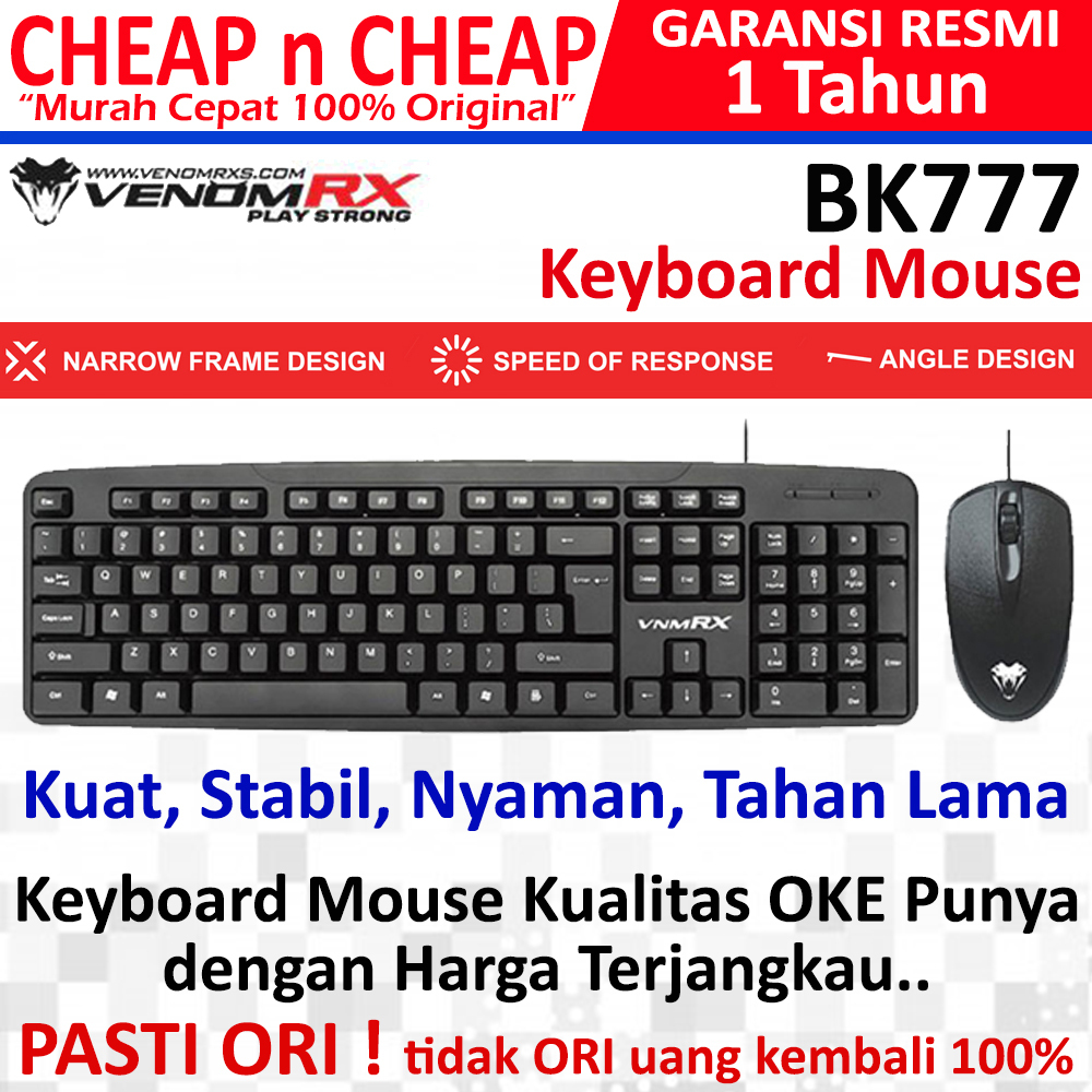 Jual Keyboard Mouse VenomRX BK777 USB Kabel Garansi 1 Tahun - Keyboard ...