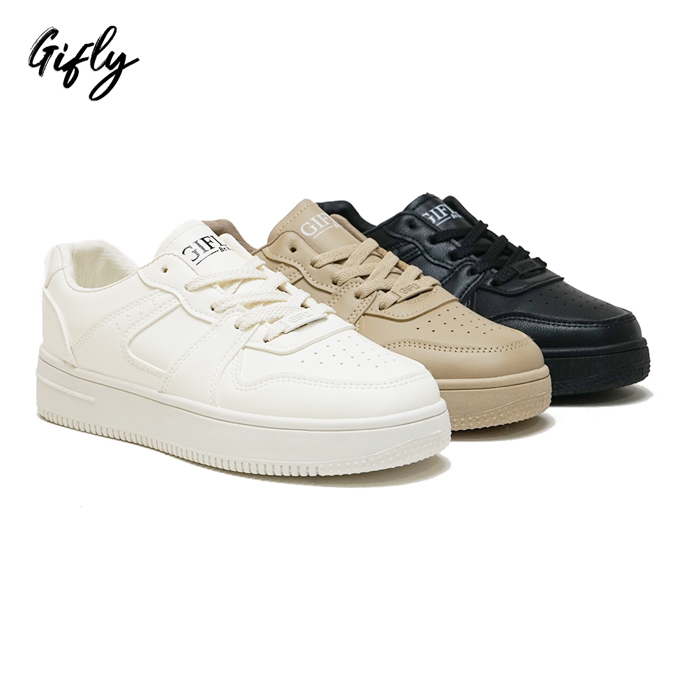 Jual GIFLY Gretha Sepatu Sneakers Wanita Putih Hitam Polos Kasual Sport ...