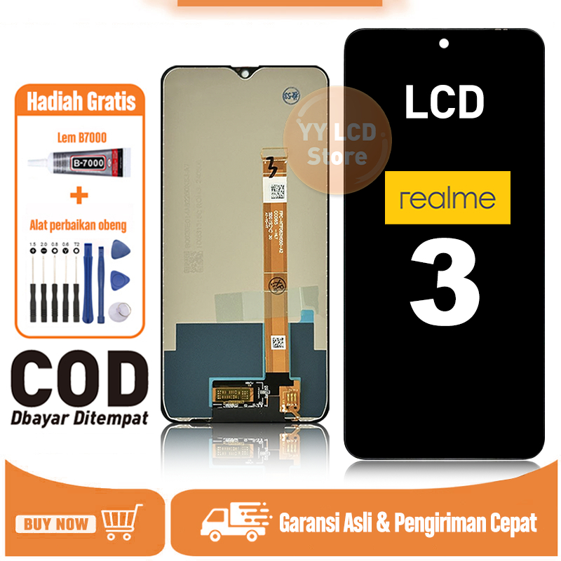 Jual LCD Realme 3 Original COD TOUCHSCREEN Fullset Crown Murah ...