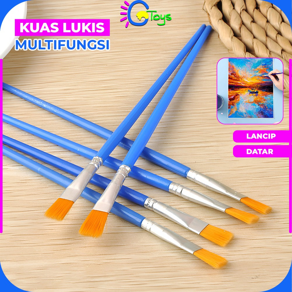 Jual CR-A98 Kuas Lukis Cat Air Paint Brush Nilon Ujung Pointed dan Flat ...