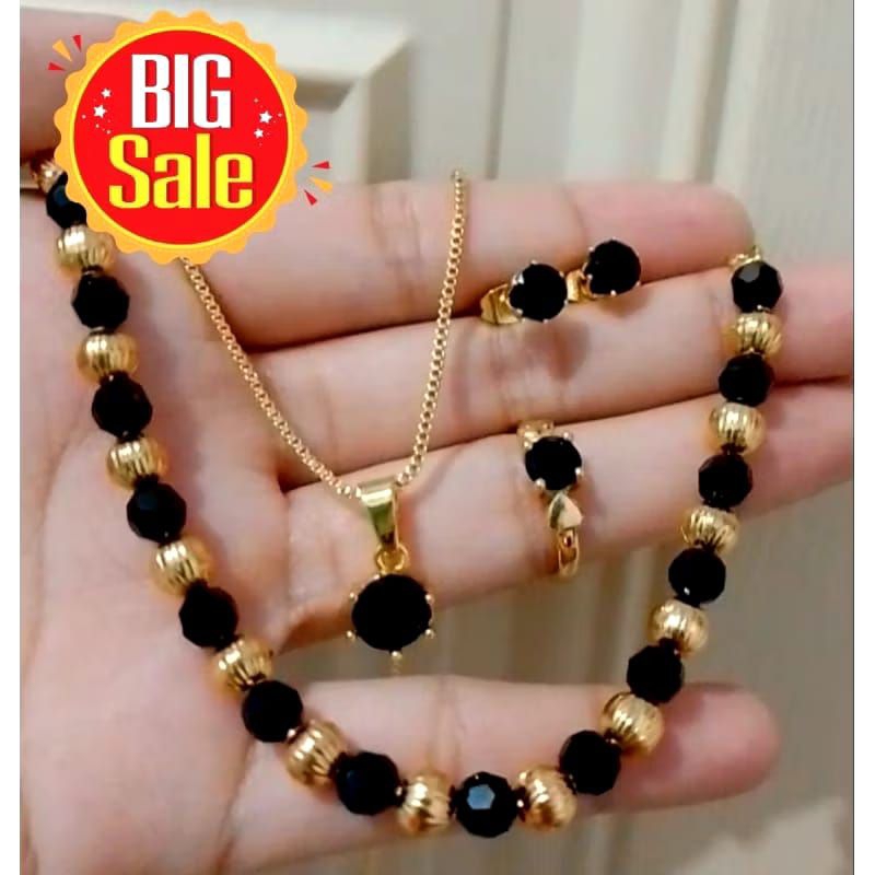 Jual SET PERHIASAN MATA HITAM FULL TITANIUM (Q001) | Shopee Indonesia