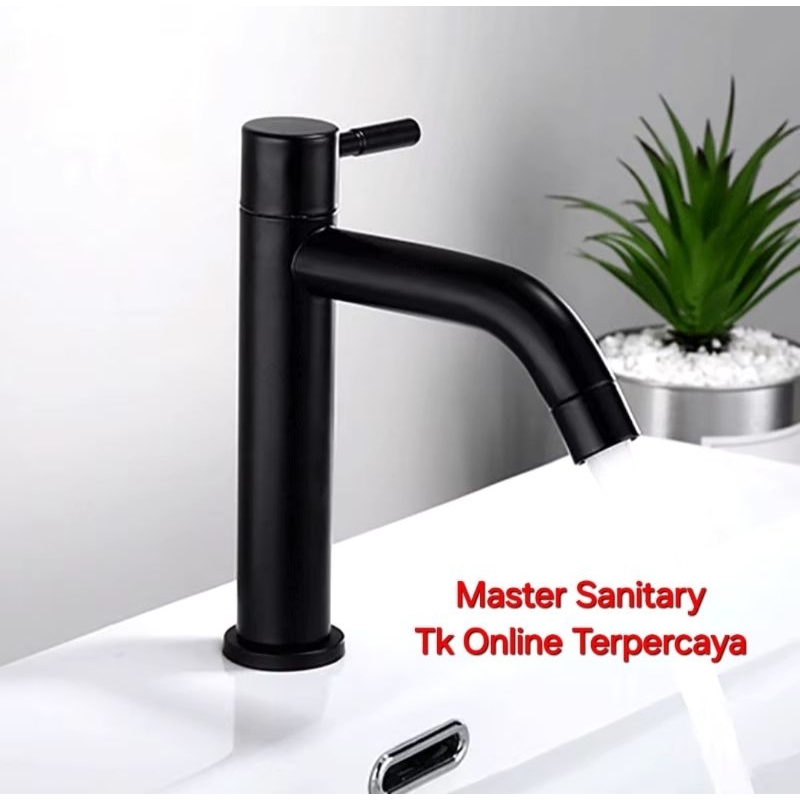 Jual Kran Wastafel Stainless Hitam SUS 304 /kran Wastafel Tinggi 18 cm ...