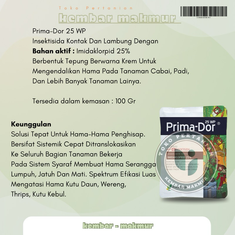 Jual INSEKTISIDA PRIMADOR 25WP | MENGENDALIKAN KUTU - KUTUAN , WERENG ...