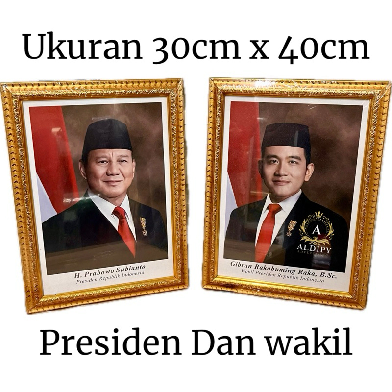 Jual Bingkai Foto Presiden Dan Wakil Presiden Ukuran 30cm x 40cm Warna Gold Ready Stok | Shopee ...
