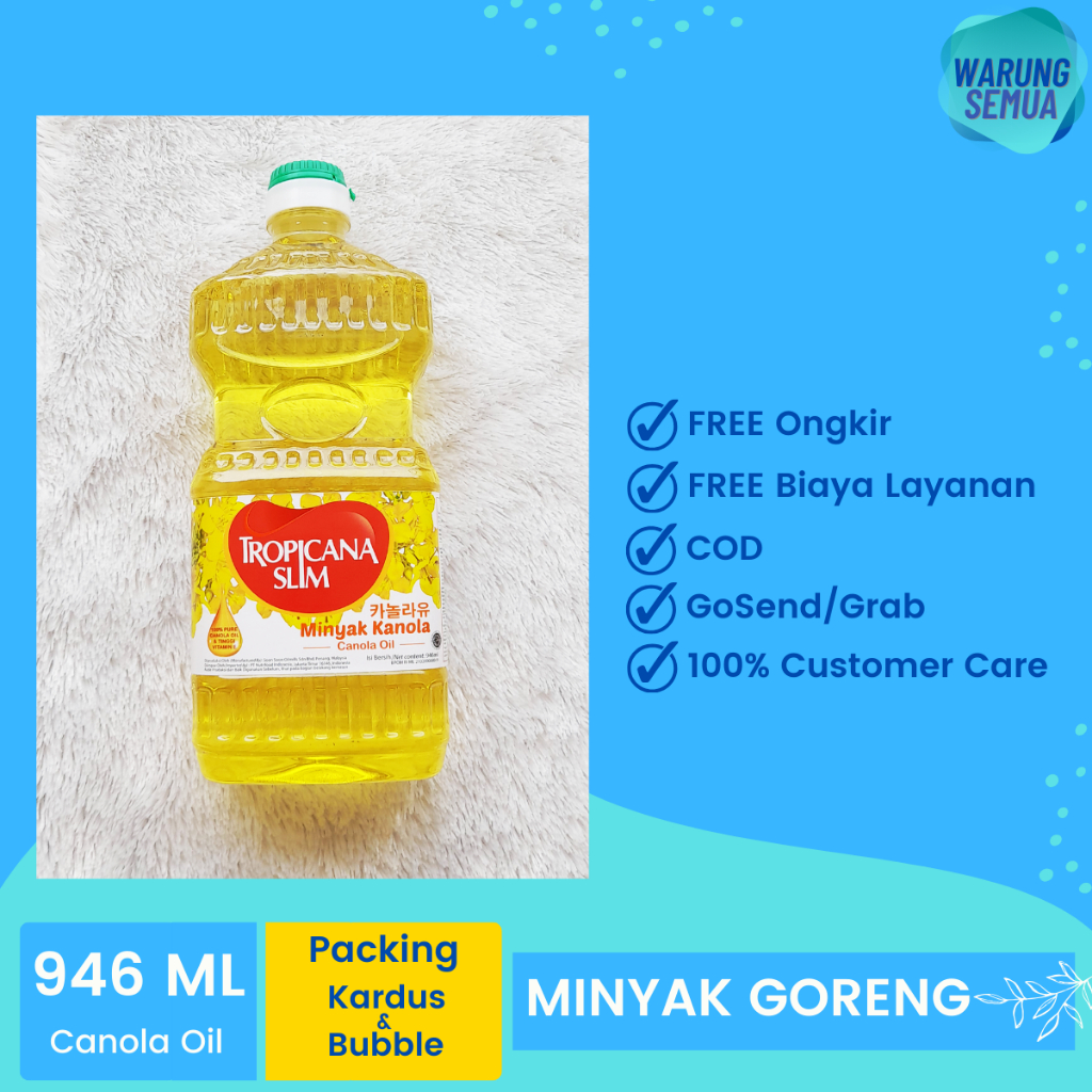 Jual Tropicana Slim Minyak Kanola 946 ml (Pure Canola Oil) + FREE Packing Kardus dan Bubble Wrap ...