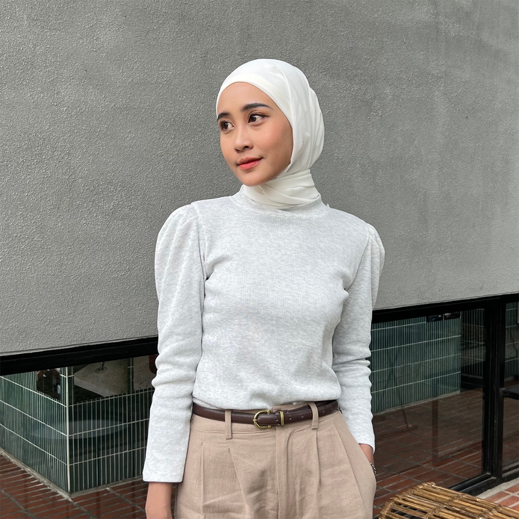 Jual YEPPUOUTFIT - MARIE TOP | Inner Manset Lengan Panjang Polos Detail Lengan Puff | Rib Blouse ...