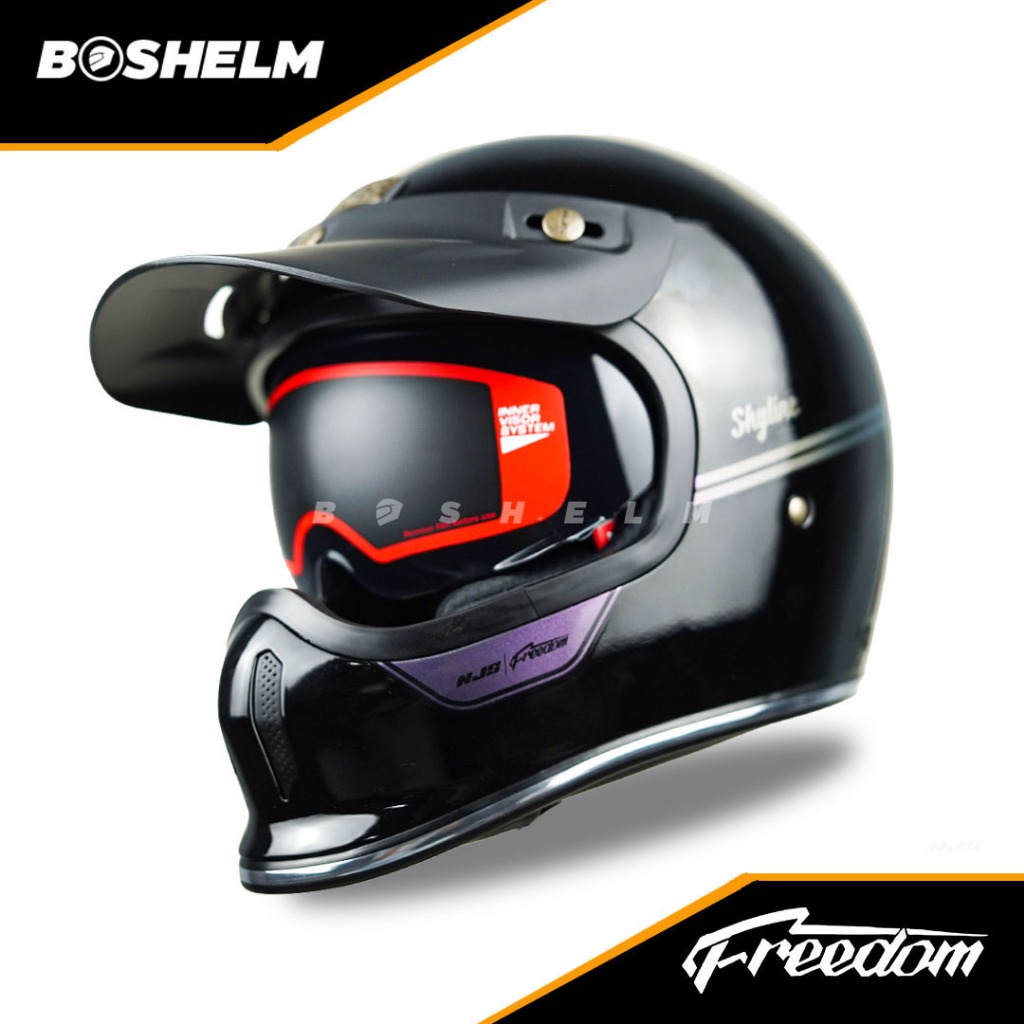 Jual BOSHELM Helm NJS FREEDOM SKYLINE Helm Full Face SNI | Shopee Indonesia