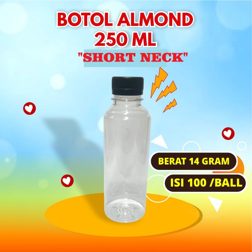 Jual Botol Almond plastik 250ml / botol plastik 250ml botol minum free ...