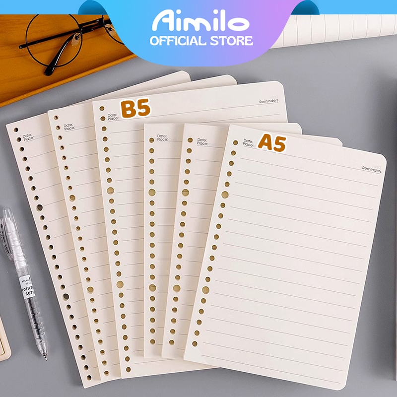 Jual [READY] Aimilo 60 Lembar Kertas Isi Ulang Binder A5/B5 Loose Leaf Refill Buku Binder ...