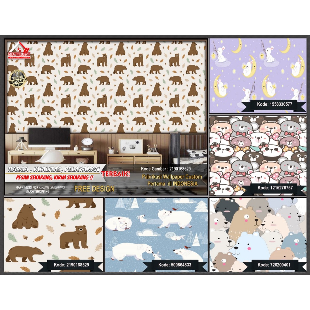 Jual Wallpaper Dinding Custom 3D Animasi Anak | Animasi Hewan ...