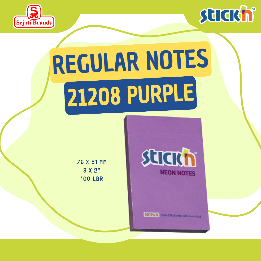 Jual Stick'n Regular Notes 21208 (3x2) Neon Purple - sticky note ...