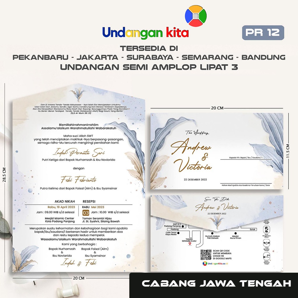 Jual Undangan Pernikahan Brief Card Bentuk Semi Amplop Elegan Rustic ...