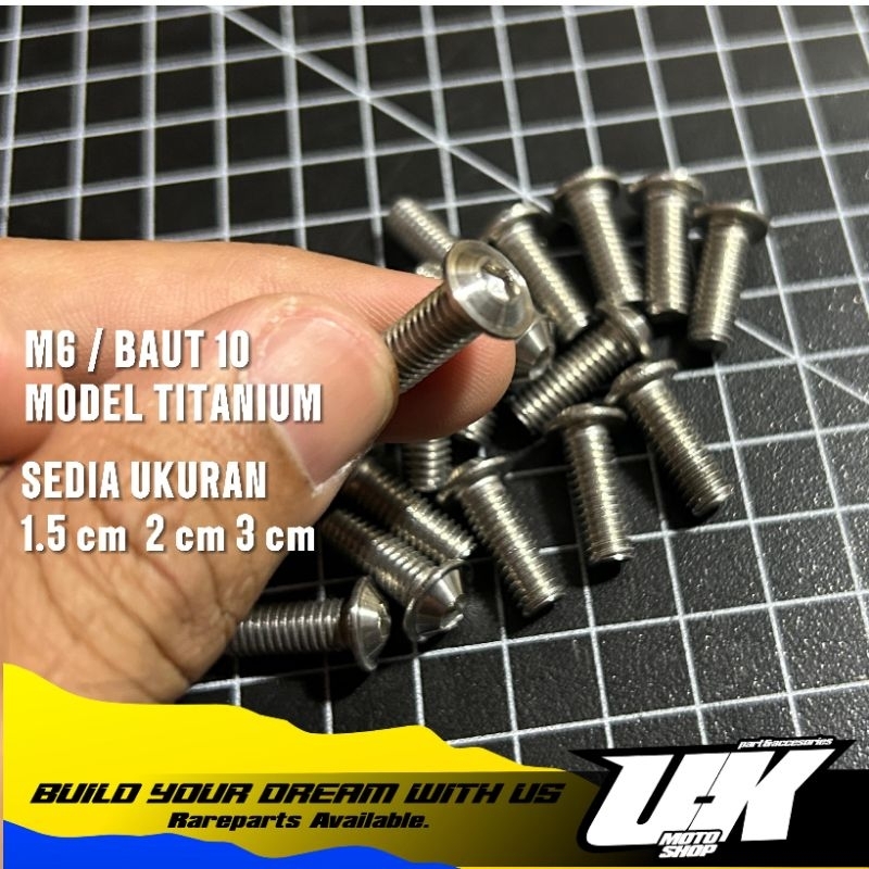 Jual baut M6 baut 10 Heng stenlis thailand model titanium | Shopee ...