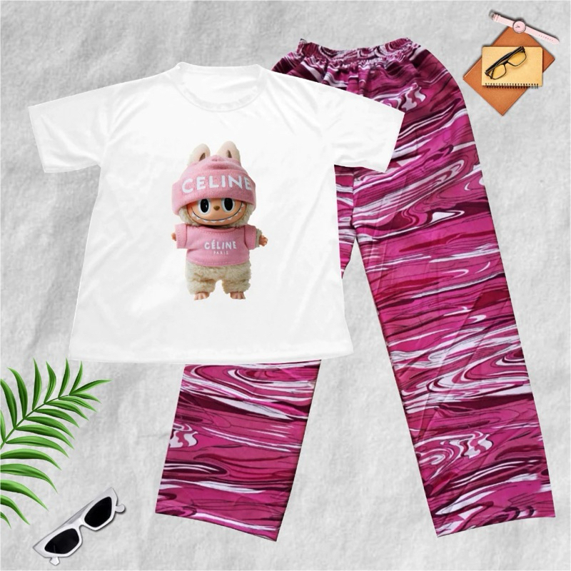 Jual SETELAN VINTAGE ABSTRAK CORAK FANTA DTF LABUBU | Shopee Indonesia