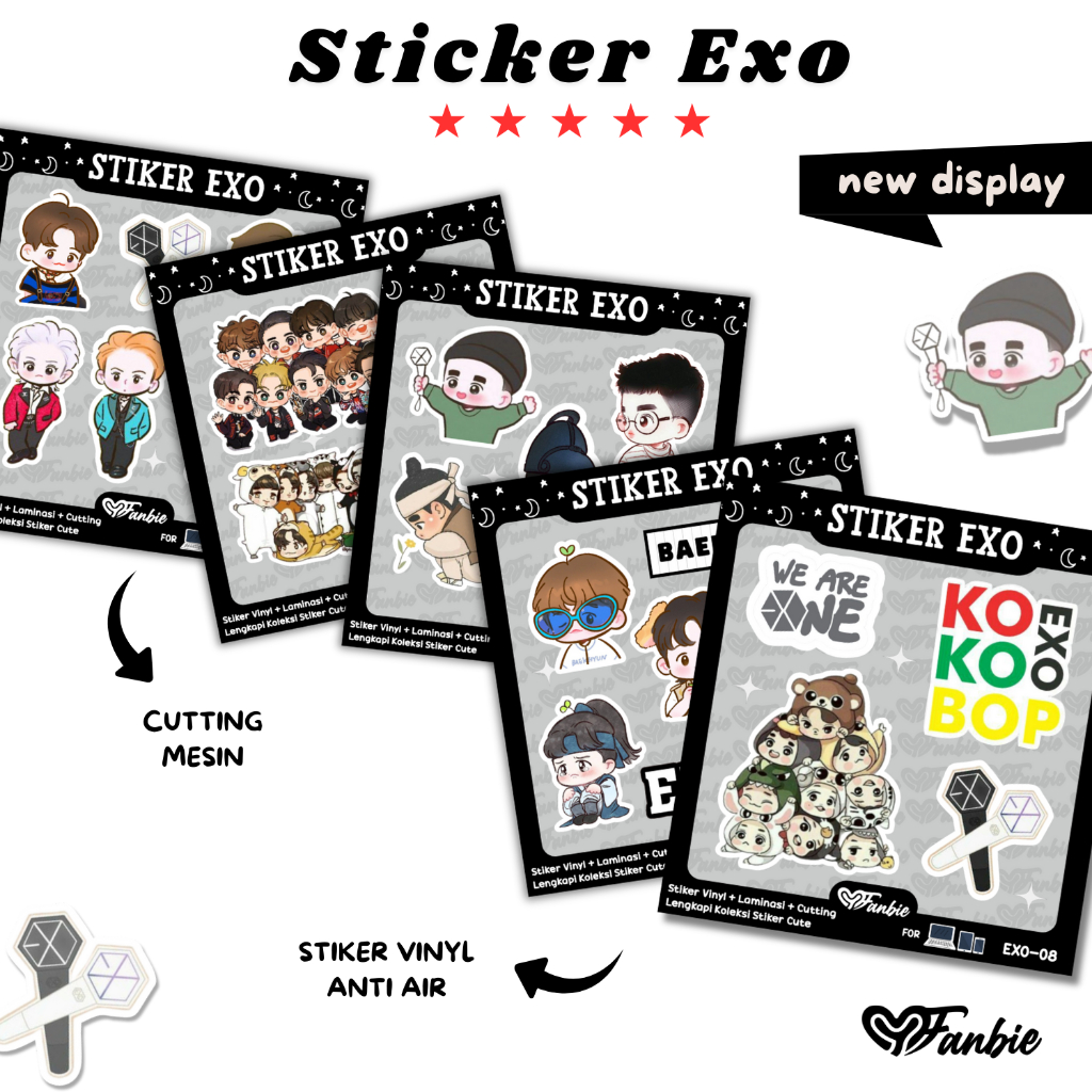 Jual Stiker EXO kartun cute | Stiker Kpop | PART 2 ANTI AIR LUNTUR ...