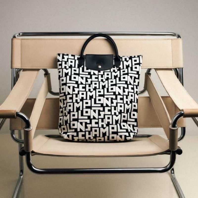 Jual Tas Longcham* LGP Medium Tote black white / Tas LC LGP Medium Tote ...