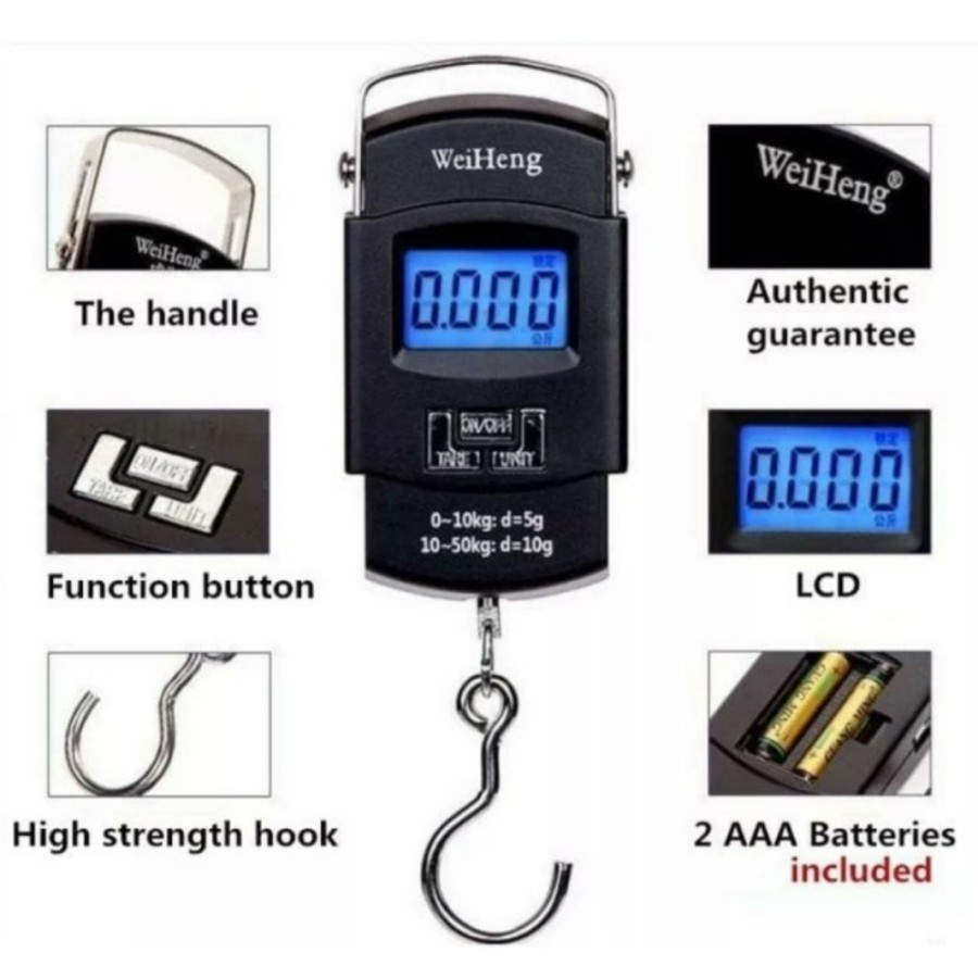 Jual Timbangan Gantung Digital Portable Scale Weiheng WH-A08 Timbangan Ikan Laundry Ekspedisi ...