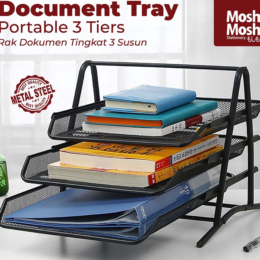 Jual Khusus Document Tray Desk Storage Foldable 3 Tiers Rak Kes File ...