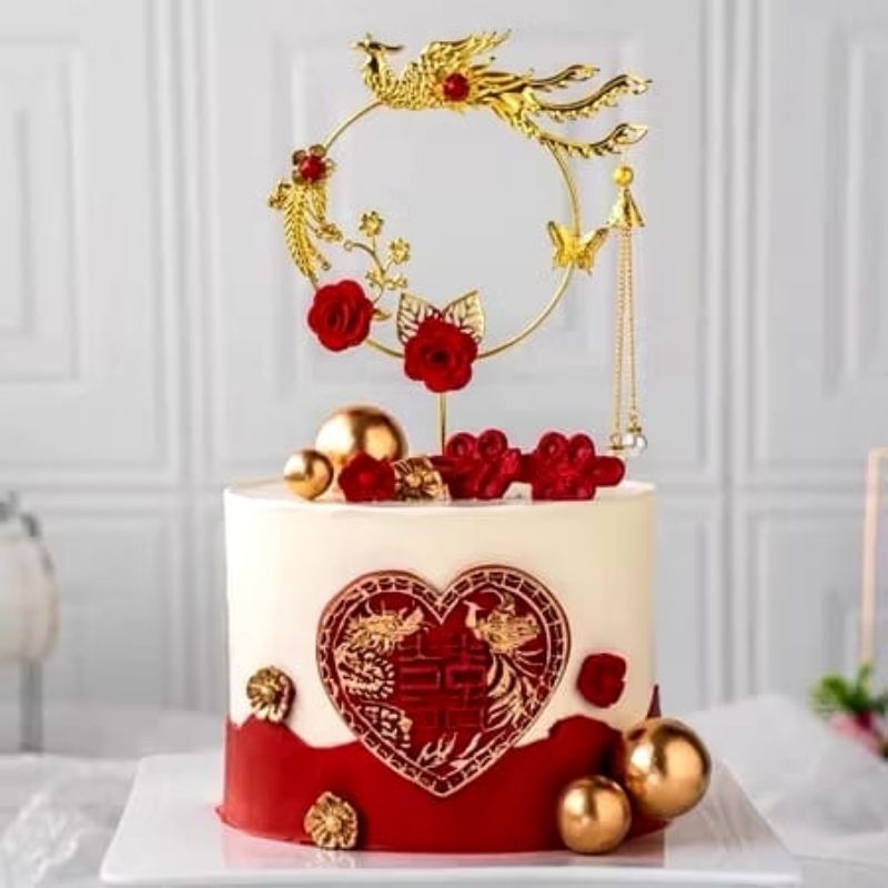 Jual {MY} PAJANGAN KUE WEDDING SANGJIT CHINESE PHOENIX GOLD / HIASAN ...
