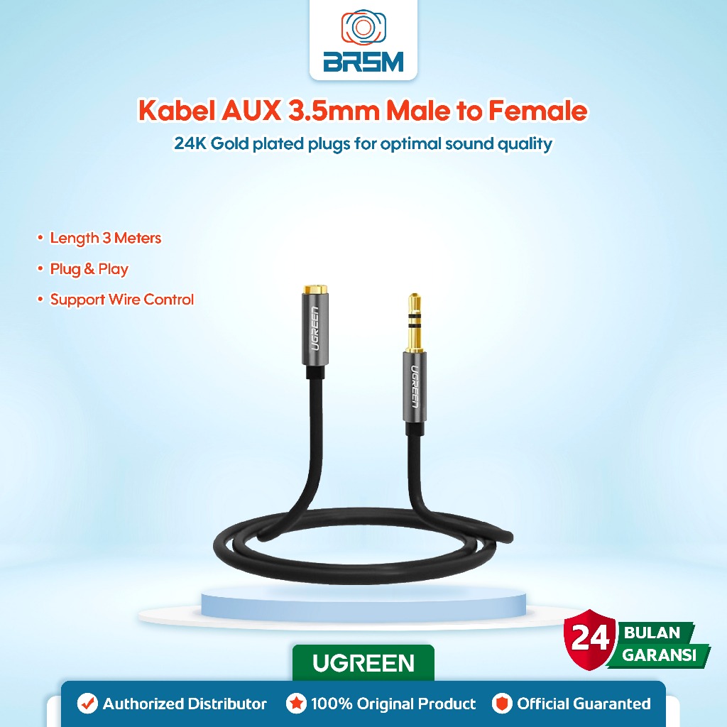 Jual UGREEN Kabel Audio Extension 3.5mm Male to Female 3M AUX Jack TRS 10595 | Shopee Indonesia