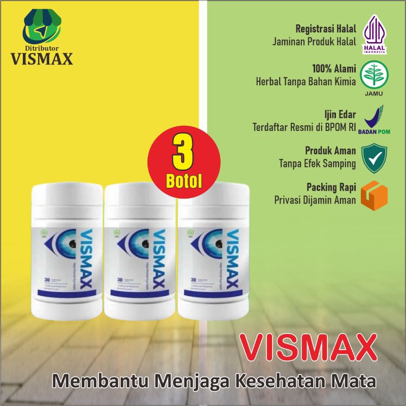 Jual Vismax 3 Botol Obat Mata Minus Rabun Glukoma Katarak isi 30 Kapsul ...