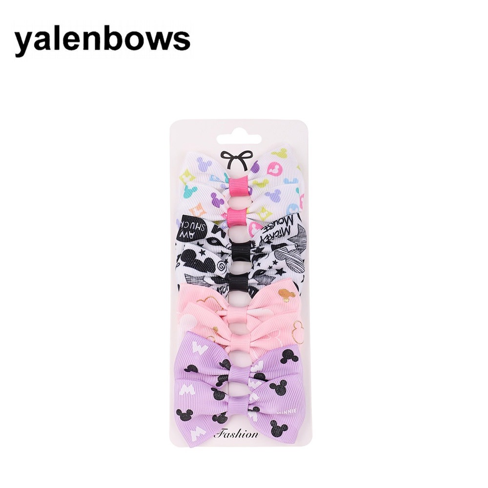 Jual 8 Pcs/set Grosgrain Pita Print Busur Rambut Dengan Klip Untuk ...