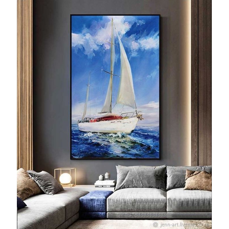Jual Lukisan Perahu Layar Minimalis modern, Pajangan dinding aesthetic ...