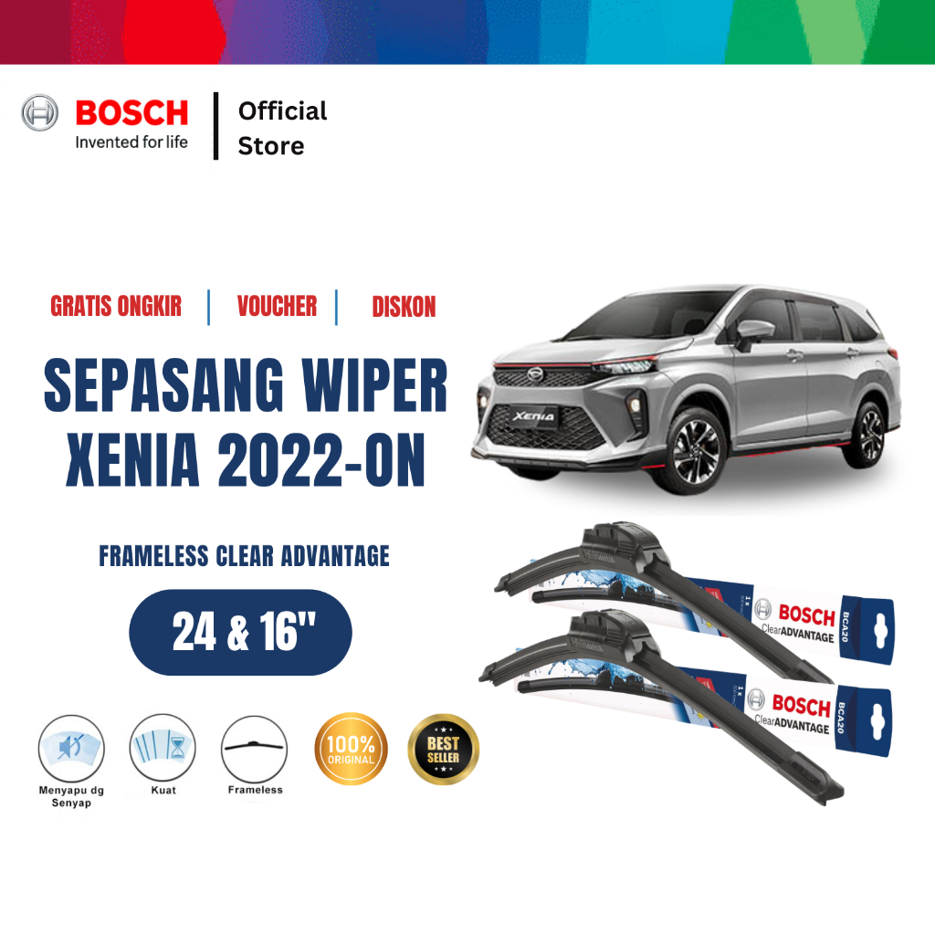 Jual Bosch Sepasang Wiper Frameless New Clear New Xenia 2022-On 24 dan 16 Inci | Shopee Indonesia