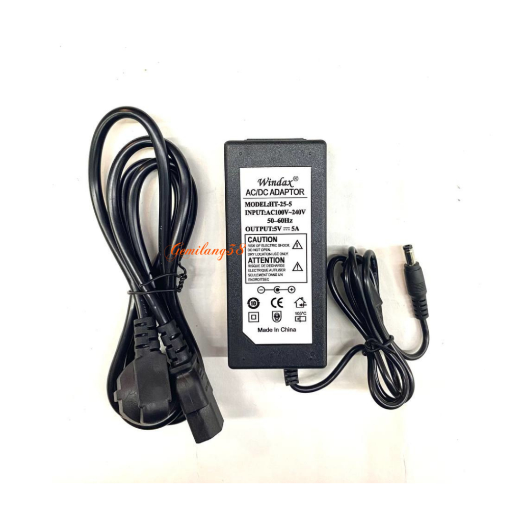 Jual Adaptor 5V 5A + kabel power Switching Adapter 5 V 5 A PSU Power ...