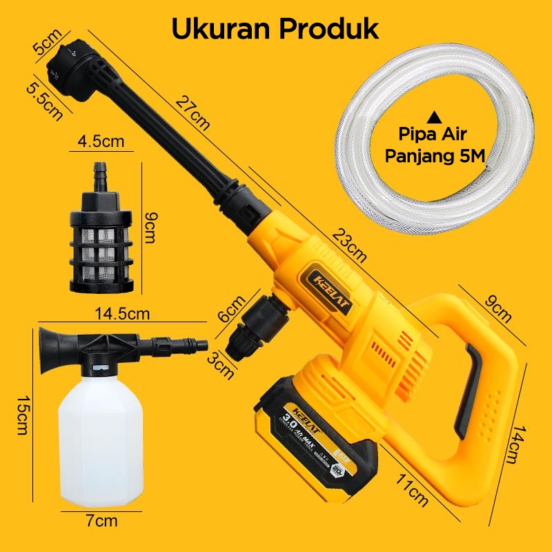 Jual KEELAT KPW009 Alat cuci motor High Pressure Water GunWireless ...