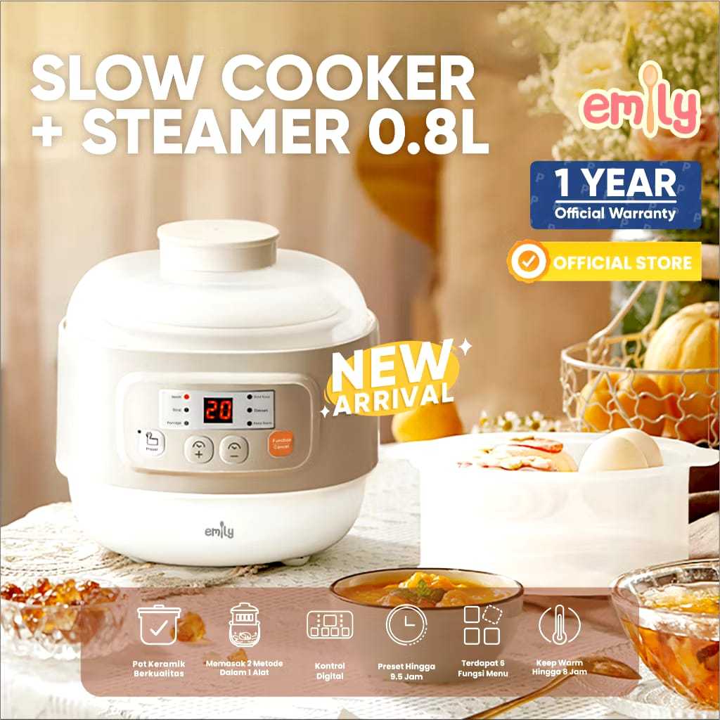 Jual EMILY SLOW COOKER + STEAMER 0.8Liter | ESC 37006 | Shopee Indonesia