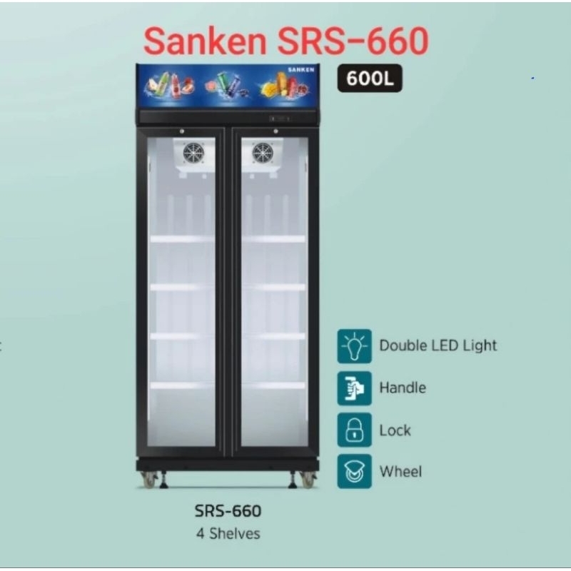 Jual SANKEN KULKAS PENDINGIN MINUMAN 600L INVERTER 2PINTU SHOWCASE SRS ...