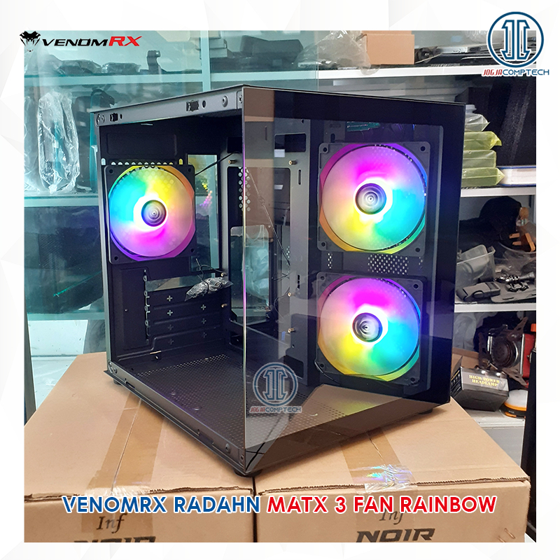 Jual Case PC Gaming Venomrx Radahn MATX 3 Fan Rainbow Casing Gaming ...
