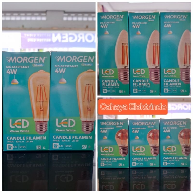 Jual LAMPU LED MORGEN CANDLE FILAMEN LIGHT GRAND 4W / 4 WATT KUNING ...