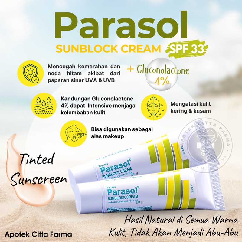 Jual Parasol Sunblock Cream SPF 33 with Gluconolactone 4% - Hijau ...