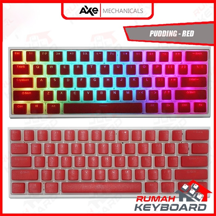 Jual AXE MECHANICALS - OEM - Pudding RED - PBT - RGB - SEE Through ...